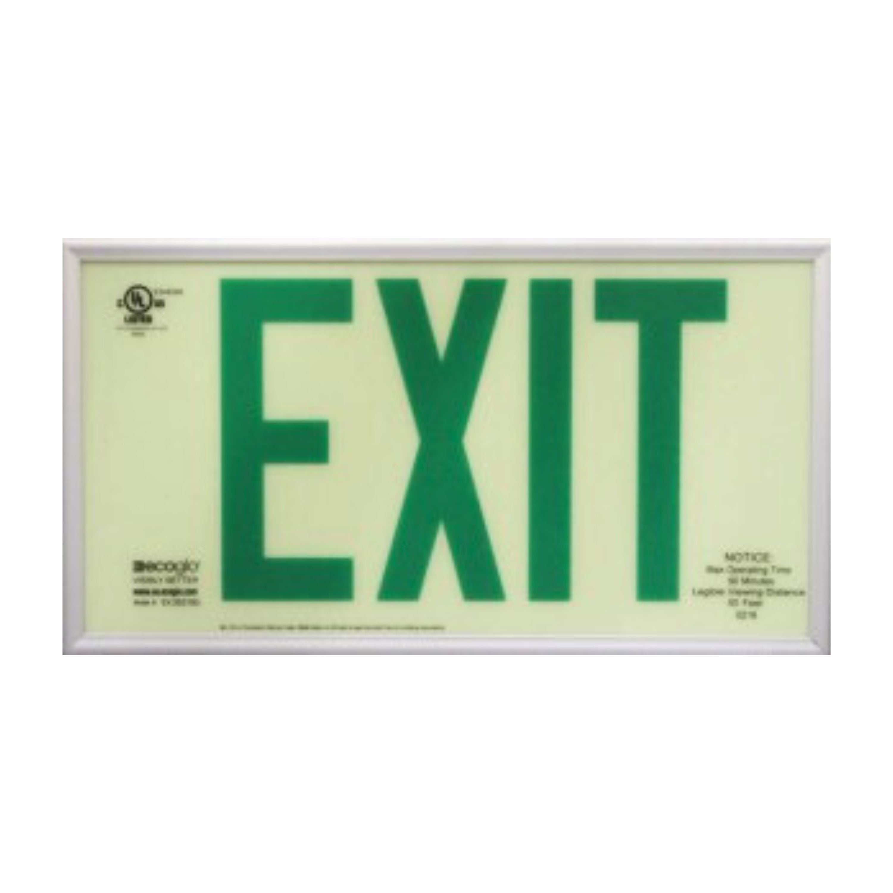 EX Standard Luminescent Exit Sign – 75-Foot Visibility | Ecoglo ...